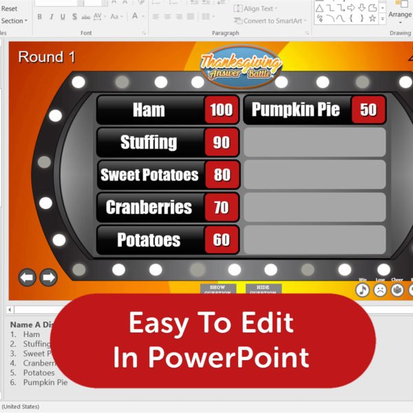 Thanksgiving Answer Battle Powerpoint Template – Family Fun Holiday ...